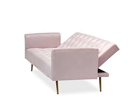 Tufted Upholstered Velvet Modern Futon Loveseat Sleeper Sofa Bed Convertible Couch Daybed,Folding Sofá Beds Recliner,Small Love Seat 2-Seat Couches with Toss Pillows&Metal Legs for Living Room