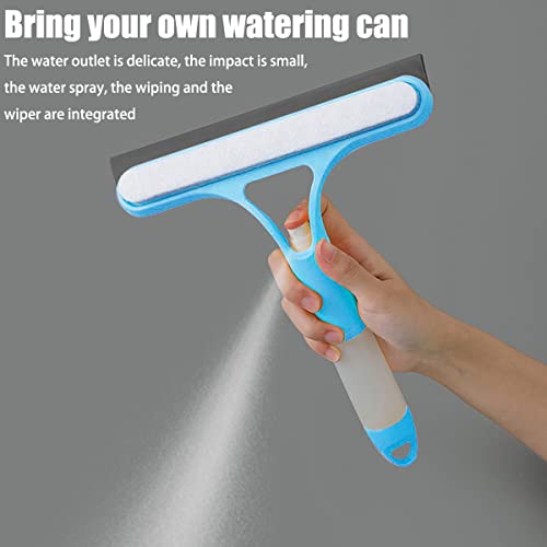 zipelo 3-in-1 Window Squeegee, Window Cleaning Tool for Car Indoor Outdoor High Windows with Sponges and Spray, Multifunctional Glass Squeegee for Shower Doors, Bathroom, Window (Blue)