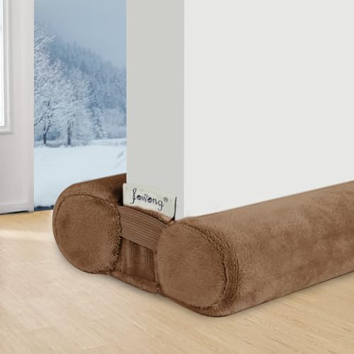 Fowong Adjustable Under Door Noise Stopper 30" to 36" Double Side Draft Stopper Gap Seal up to 1.5" Dustproof Soundproof Brown