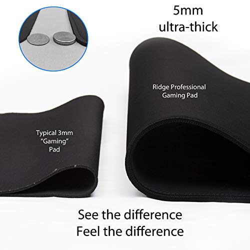 Pro Gaming Mouse Pad (5mm) | Traverse Ridge Massive 46 inch | 46x17.3x0.20 Extra Thick | Black/Black | Dense Weave Speed Poly, Superior Control | Stitched Edge, Washable, Giant Large Desk Mat