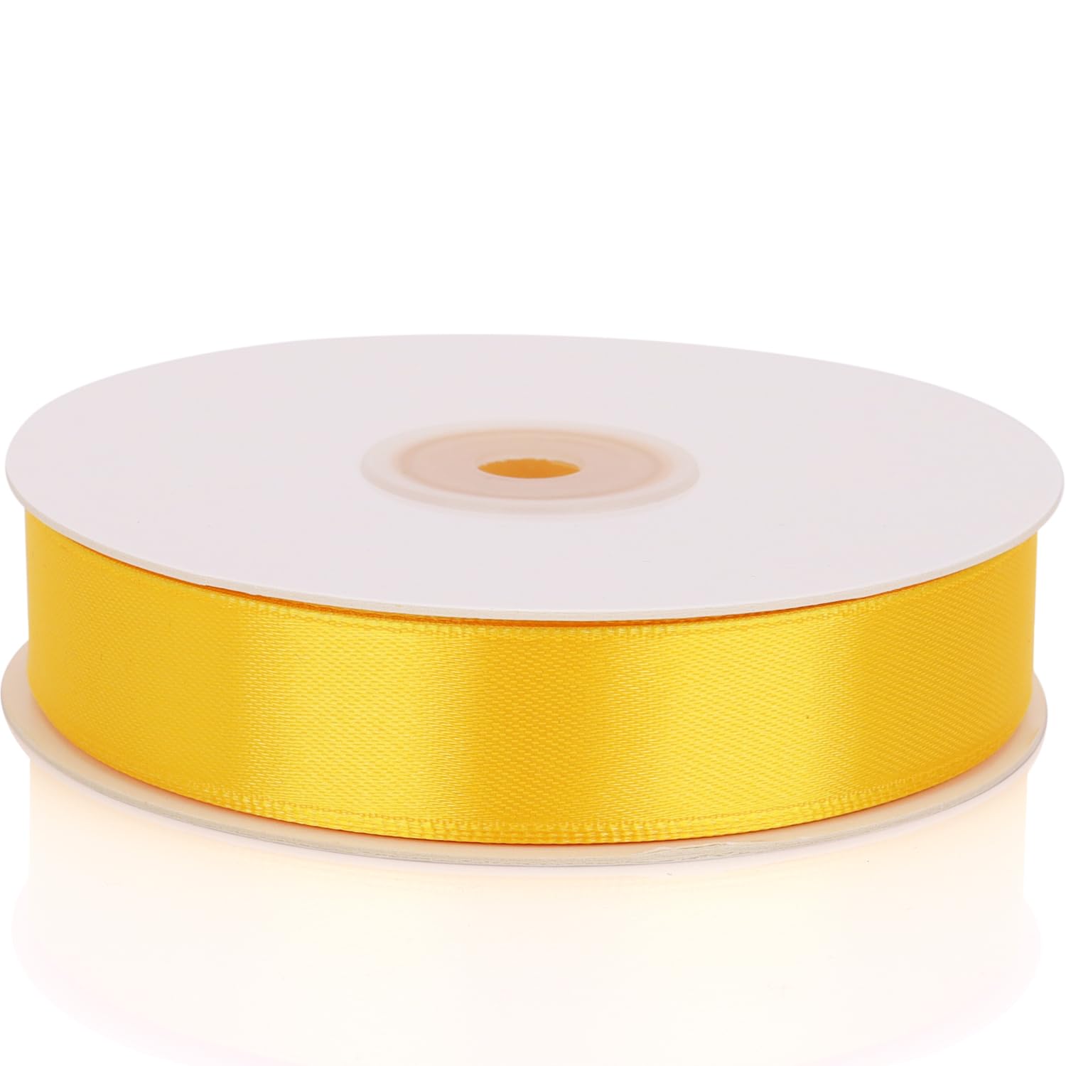 Baocuan 3/4 inch Yellow Solid Satin Ribbon 50 Yards 100% Polyester Fabric Soft and Durable for Wedding Invitations, Bridal Bouquets, Sewing, Party Decorations, Gift Wrapping and More