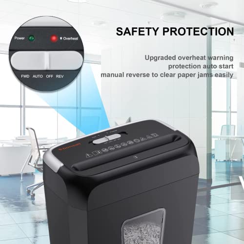 Bonsaii Paper Shredder for Home Use,6-Sheet Crosscut Paper and Credit Card Shredder for Home Office,Home Shredder with Handle for Document,Mail,Staple,Clip-3.4 Gal Wastebasket(C237-B)