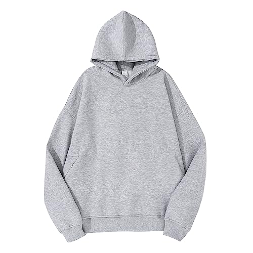 Hatant Men's Hoodie Sweatshirt Pullover Fleece Hooded Athletic Sweat shirt For Men Cotton Winter Heavyweight Oversized Sweatshirt for Men Gym Workout Tops with Side Pocket HHS-L Grey