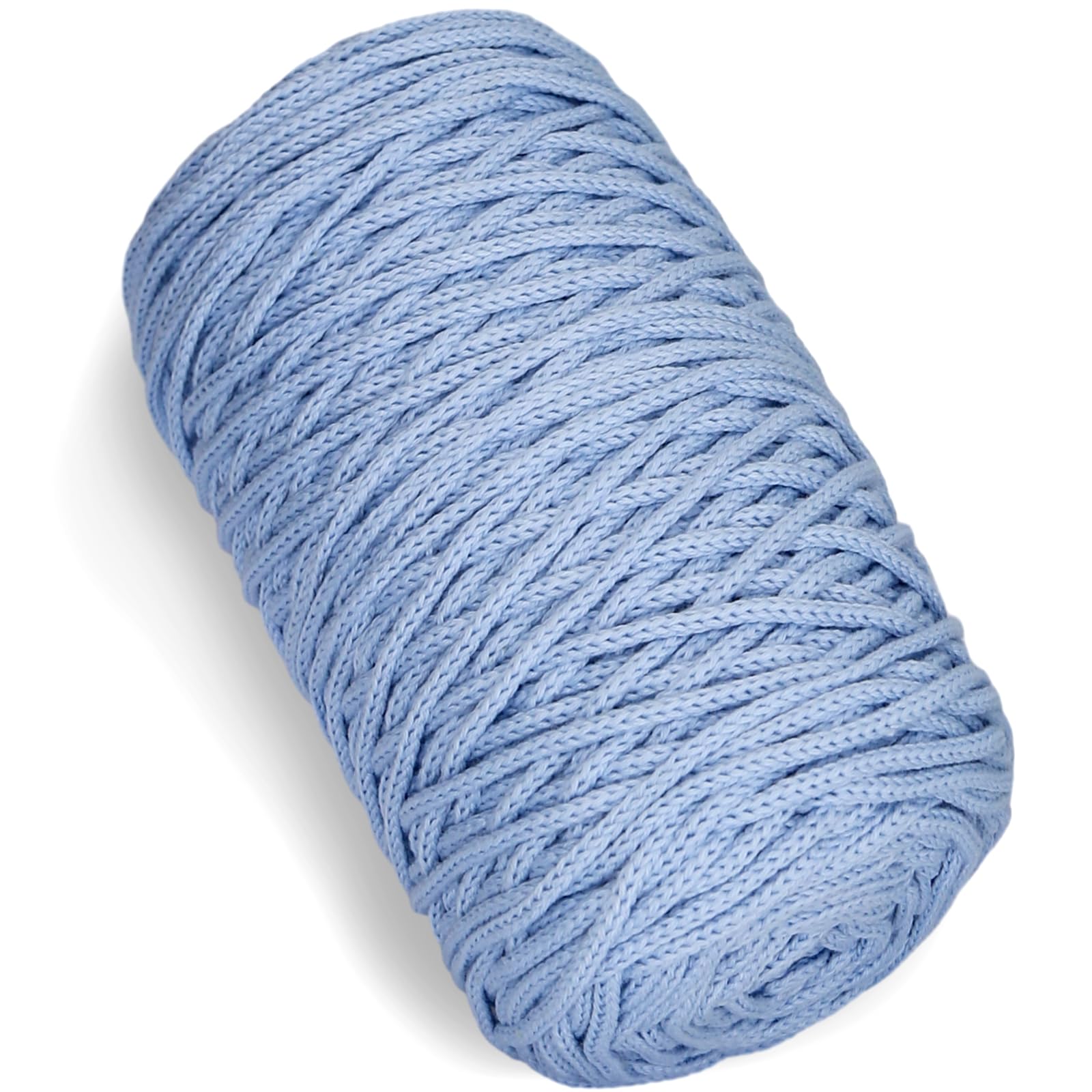 1 PCS 200g Sky Blue 100% Cotton Yarn Hollow Knitted Crochet Yarn,164 Yards Fabric Yarn Round Rope Yarn for DIY Handbag Purse Basket Cushion Crochet Bag