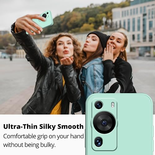 Tiwinxing Compatible with Huawei P60 Pro Case for Women Men, Ultra Slim Huawei P60 Pro Phone Case Silicone Liquid Soft Shockproof Anti-Scratch Protective Cases (Light Cyan)