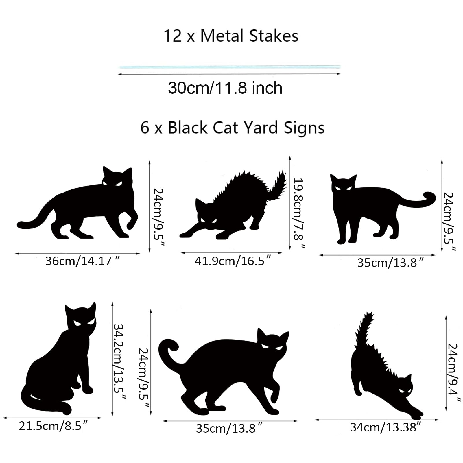 6 Pack Halloween Black Cat Yard Sign for Outdoor Decorations with Stakes Glow in the Dark Eyes, Waterproof Cat Silhouette Lawn Decorations for Garden Yard Patio Halloween Decor