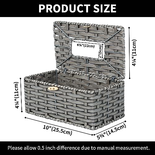 GRANNY SAYS Tissue Box Cover Rectangle, Tissue Box Holder, Tissue Holder for Bathroom, Decorative Wicker Tissues Cube with Elastic Toggle Closure, Tissue Cover Box for Toilet, Gray