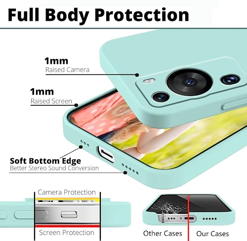 Tiwinxing Compatible with Huawei P60 Pro Case for Women Men, Ultra Slim Huawei P60 Pro Phone Case Silicone Liquid Soft Shockproof Anti-Scratch Protective Cases (Light Cyan)