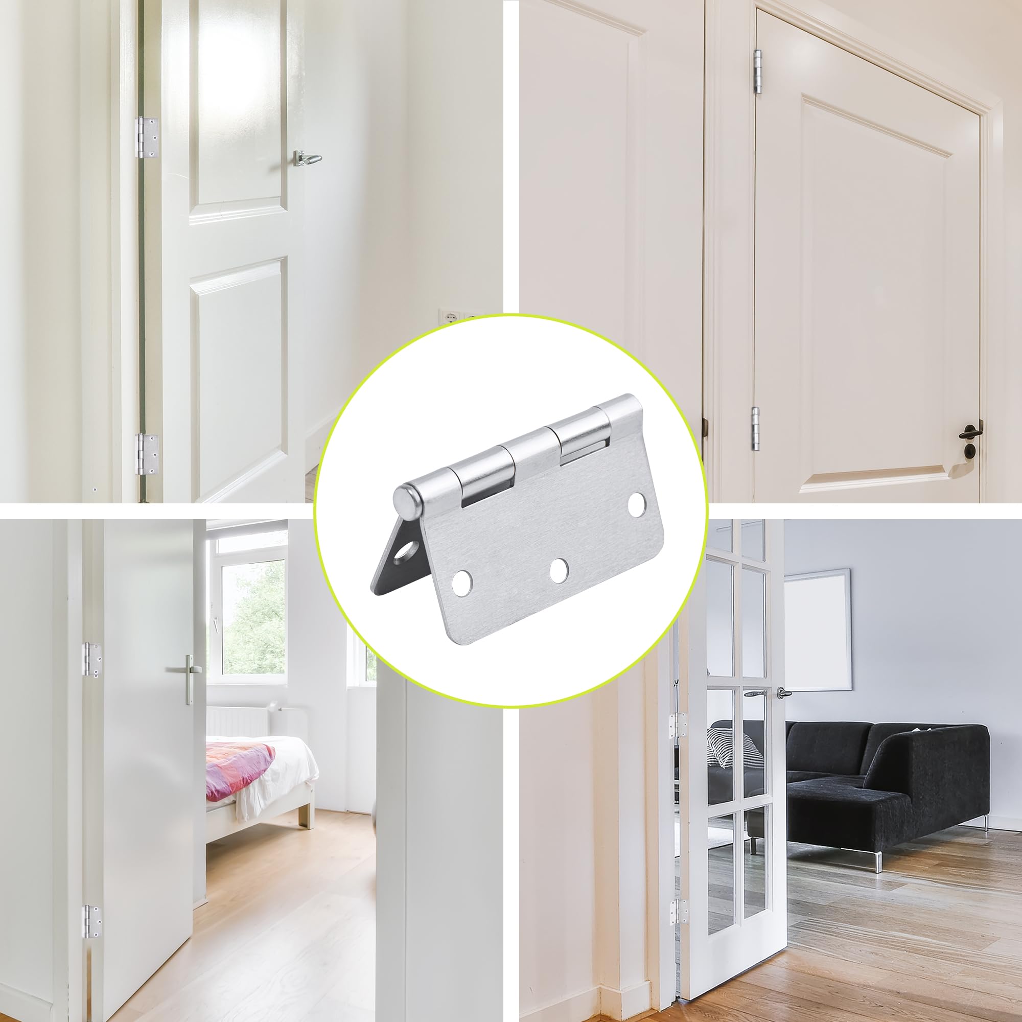 Door Hinge 3 1/2 Inch Interior Door Hinges Satin Nickel 3.5 Inch Interior Hinges 1/4" Radius Flat Iron Hinge 3 ½"x 3 ½" Door Hardware - 3 Pieces