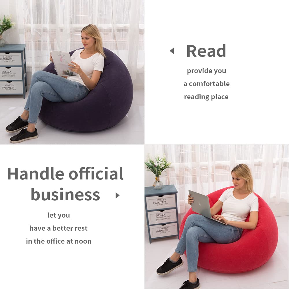 KAERMU Inflatable Deck Chair with Air Pump, Lounger Sofa for Indoor Living Room Bedroom, Chaise Lounges (Blue)