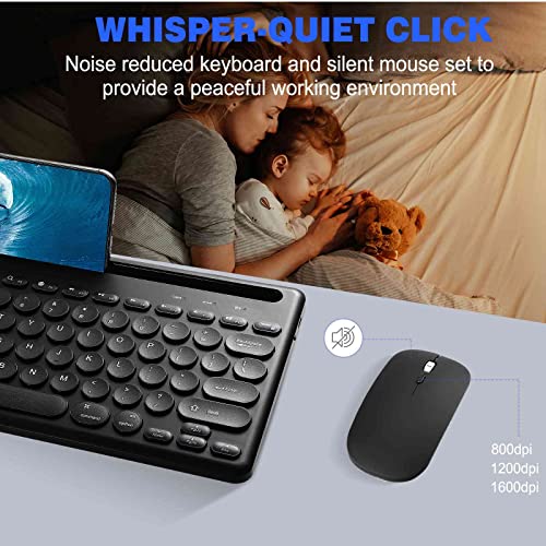 UrbanX Compact Rechargeable Wireless Multi-Device Bluetooth Keyboard and Mouse Combo with Bracket for Microsoft Surface Duo 2 Supports Windows, macOS, Android, PC, Mac, Laptop, Smartphone, Tablet