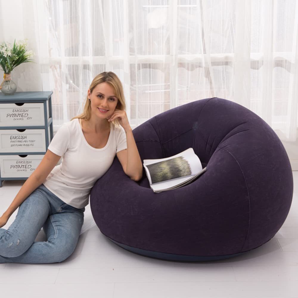 KAERMU Inflatable Deck Chair with Air Pump, Lounger Sofa for Indoor Living Room Bedroom, Chaise Lounges (Blue)