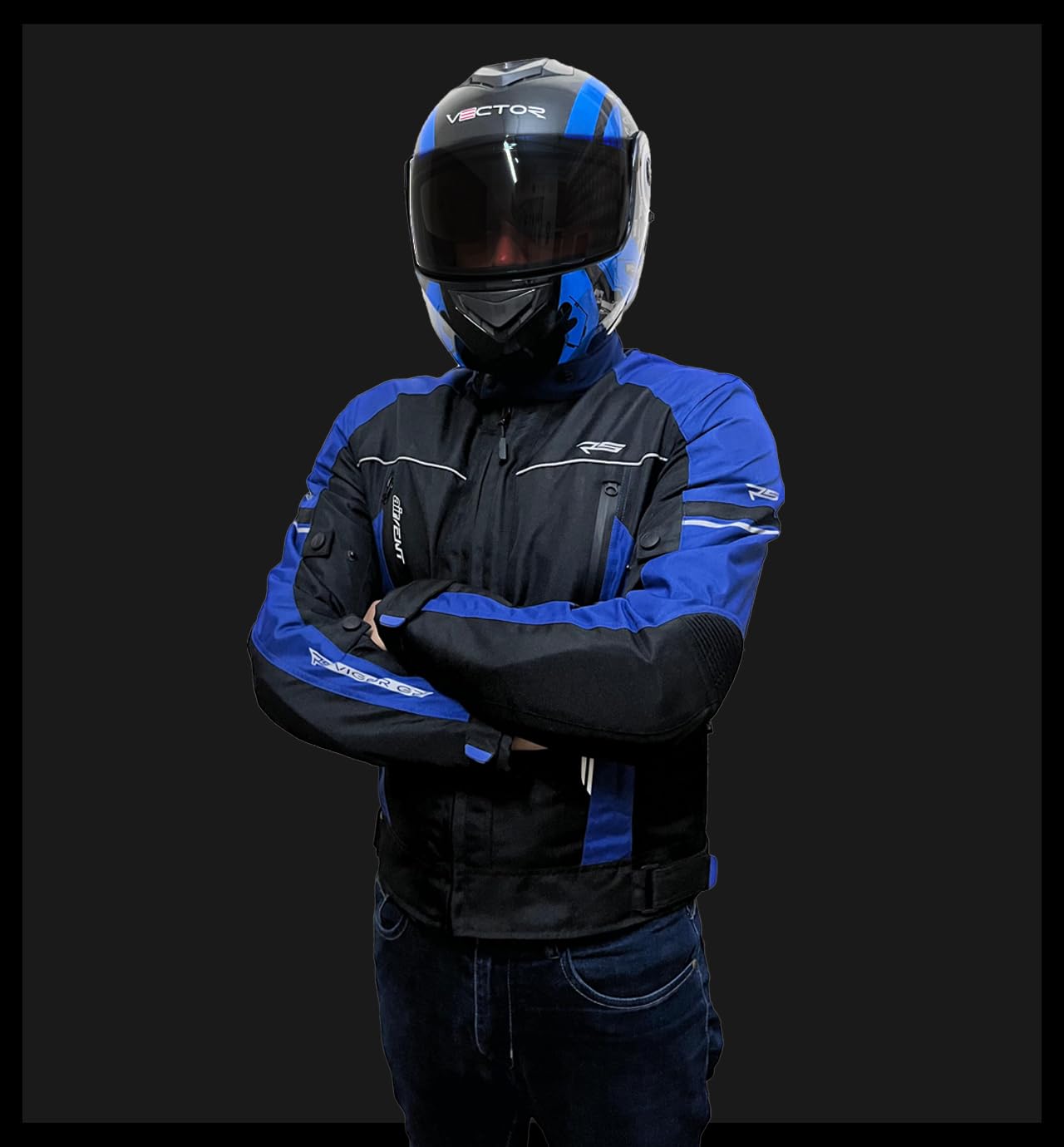 RS Motosports All Season Racing Motorbike Jacket for Men Water Proof & Breathable Motorcycle Jacket with Textile Fabric (US, Alpha, X-Large, Regular, Regular, Black/Black)