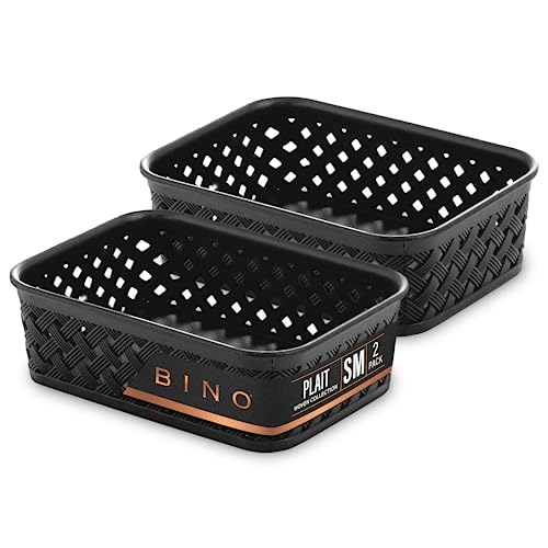 BINO | Plastic Storage Basket | Small - Black | THE PLAIT COLLECTION | Multi-Use Storage | Durable, Drawer & Cabinet-Friendly | Storage Baskets for Organizing | Pantry, Bathroom & Closet Organizer