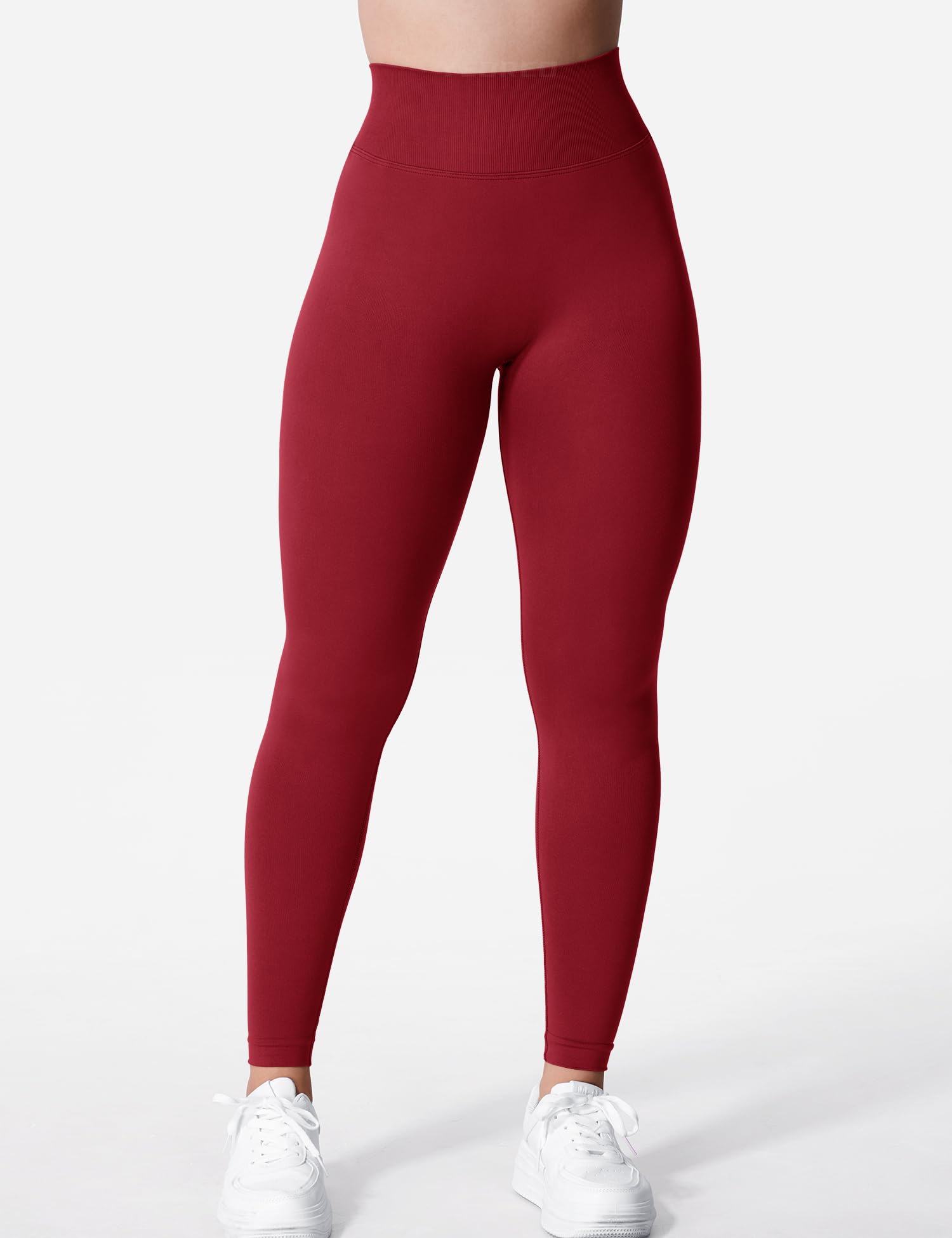 YEOREO Liz Scrunch Workout Leggings for Women High Waisted Butt Lifting V Back Waist Seamless Gym Yoga Leggings Red M