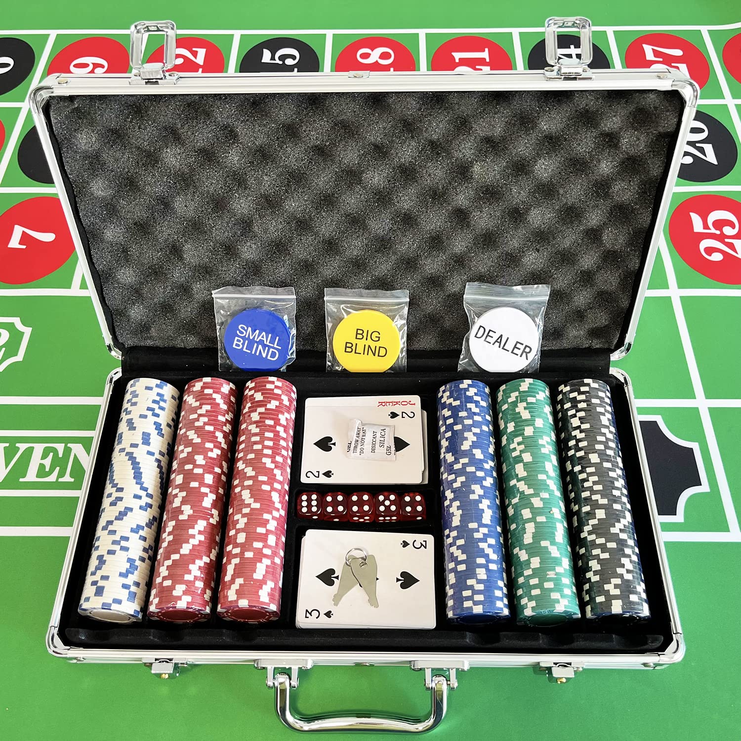 SEETOOOGAMES Poker Chips Set with Case - 300PCS Casino Chips with Aluminum Poker Case,Great for Poker Texas Holdem Blackjack Game Nights