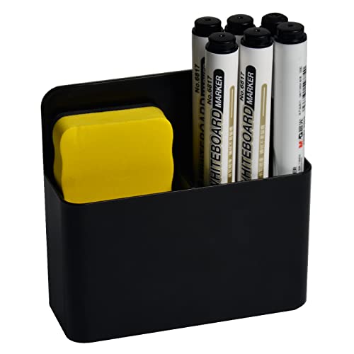 VieFantaisie Magnetic Dry Erase Marker Holder, Magnetic Marker Holder, Whiteboard Marker Holder, Magnet Pen Holder for Fridge, Whiteboard, Locker, School, Office, Home, Magnetic Cup, 1 Pack, Black