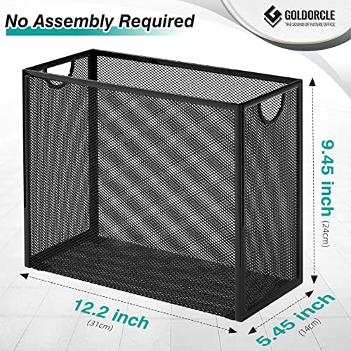 GoldOrcle Hanging File Organizer, Letter-size File Holder Filing Box with 5 Hanging Folders, Metal Mesh Desk File Folder Storage(No Assembly Required)