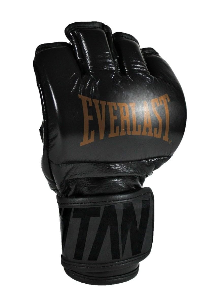 Everlast Titan Pro MMA Gloves - color Black, Size Small - Secure and Comfortable Fit with Hook & Loop Wrist Strap - Ideal for Mixed Martial Arts (MMA).