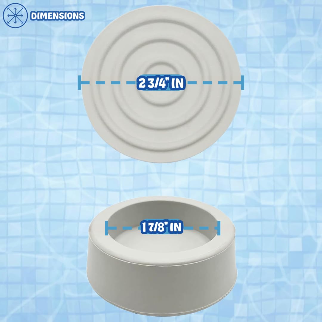 Poolzilla (2-Pack) Outside Pool Ladder Bumpers for Inground Pool - Pool Ladder Rubber End Caps Fit 1.9" Standard Swimming Pool Ladder Tubing - White