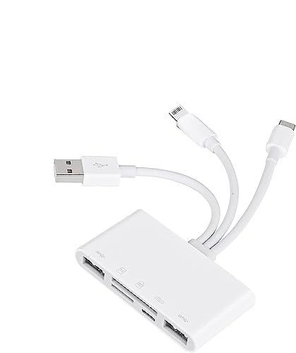 [Apple MFi Certified] 5-in-1 Memory Card Reader, iPhone/iPad USB OTG Adapter & SD Card Reader, USB C and USB A Devices with Micro SD & SD Card Slots, SDHC/SDXC/MMC, Plug and Play for iOS and Android