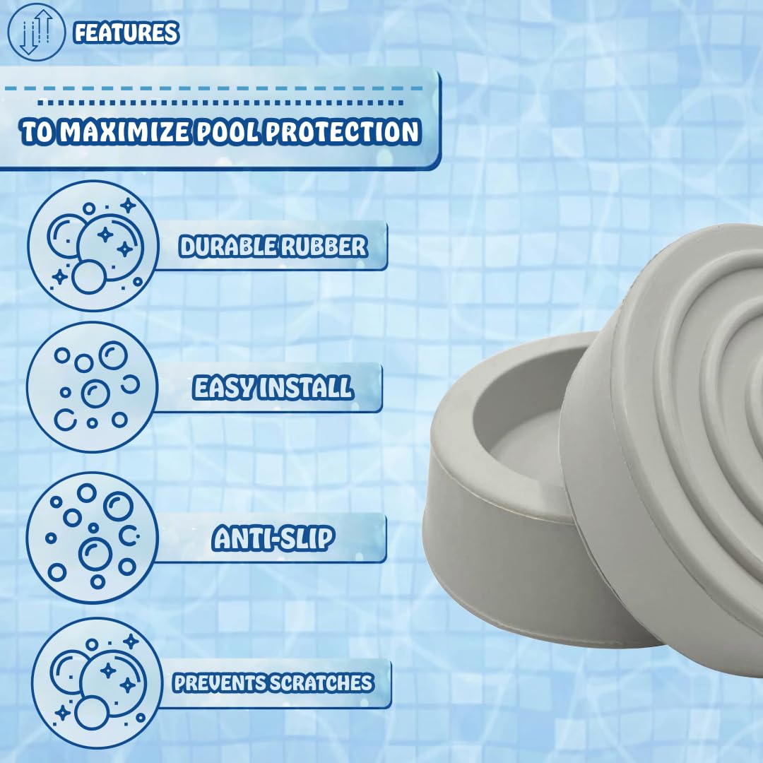Poolzilla (2-Pack) Outside Pool Ladder Bumpers for Inground Pool - Pool Ladder Rubber End Caps Fit 1.9" Standard Swimming Pool Ladder Tubing - White