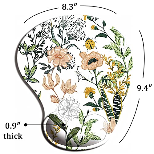 Dooke Ergonomic Mouse Pad with Wrist Support, Cute Mouse Pads with Non-Slip PU Base for Home Office Working Studying Easy Typing & Pain Relief Beautiful Floral
