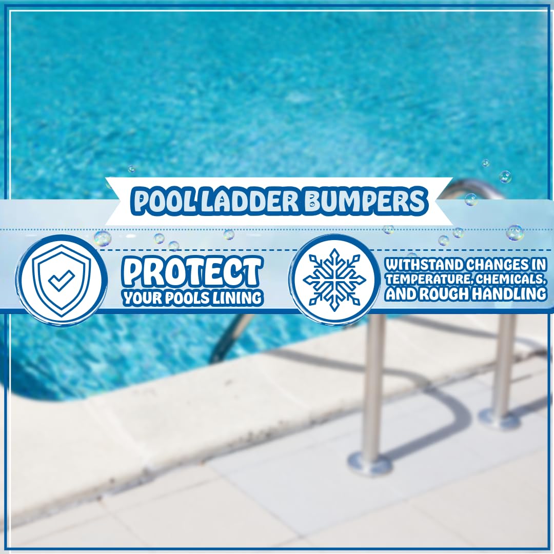 Poolzilla (2-Pack) Outside Pool Ladder Bumpers for Inground Pool - Pool Ladder Rubber End Caps Fit 1.9" Standard Swimming Pool Ladder Tubing - White