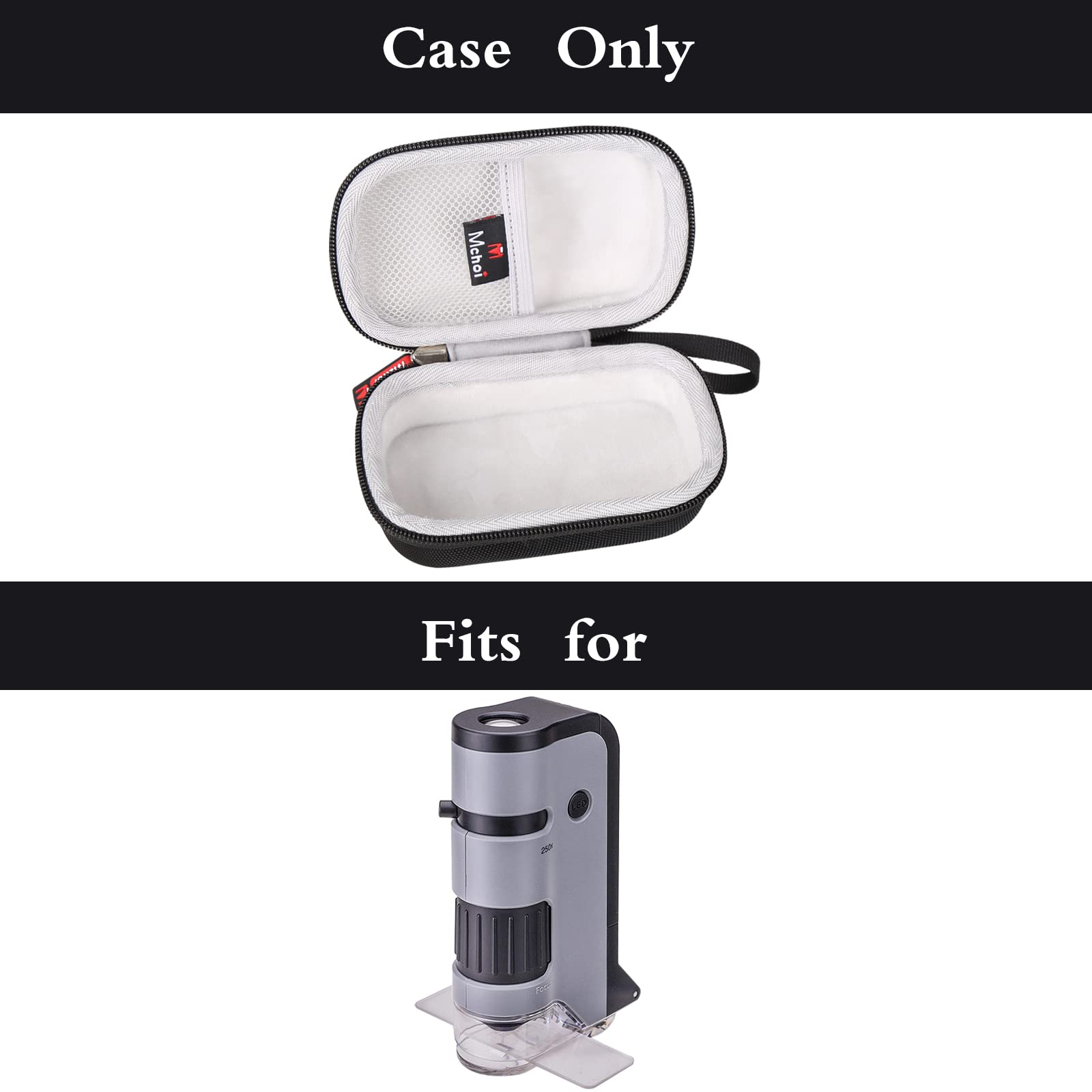 Mchoi Hard Carrying Case for Carson MicroFlip 100x-250x LED and UV Lighted Pocket Microscope, Shockproof, Waterproof, Lightweight, Dustproof, Black, Grey