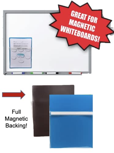 Charles Leonard Magnetic Pockets 26400, Holds up to 2.5 Pounds, 4-Pack, Assorted Colors, 4 Pack