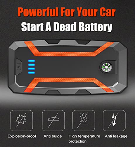 Gehopow Jump Starter Portable for 8.0L Gas/5.0L Diesel, 12V/1500A Auto Jump Box Car Battery Charger Pack, USB Quick Charge Type-C & LED Light & Compass