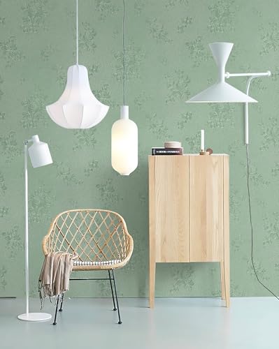 Dimoon Wallpaper 78.7"x17.3" Thicken Embossed Floral Stick and Peel Wallpaper Green Flower Stick Peel Contact Paper Solid Pure Waterproof Green Adhesive Wallpaper Removable Shelf Vinyl Roll