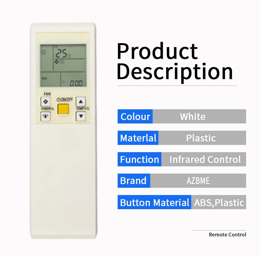 Replacement Remote Control for Daikin Air Conditioner FTXN09KEVJU FTXN24KVJU 2MKS50G2V1B ARC452A20 ARC452A21 ARC452A22 ARC452A1 ARC452A9 ARC452A15 ARC452A16 ARC452A17 ARC452A18 ARC452A19