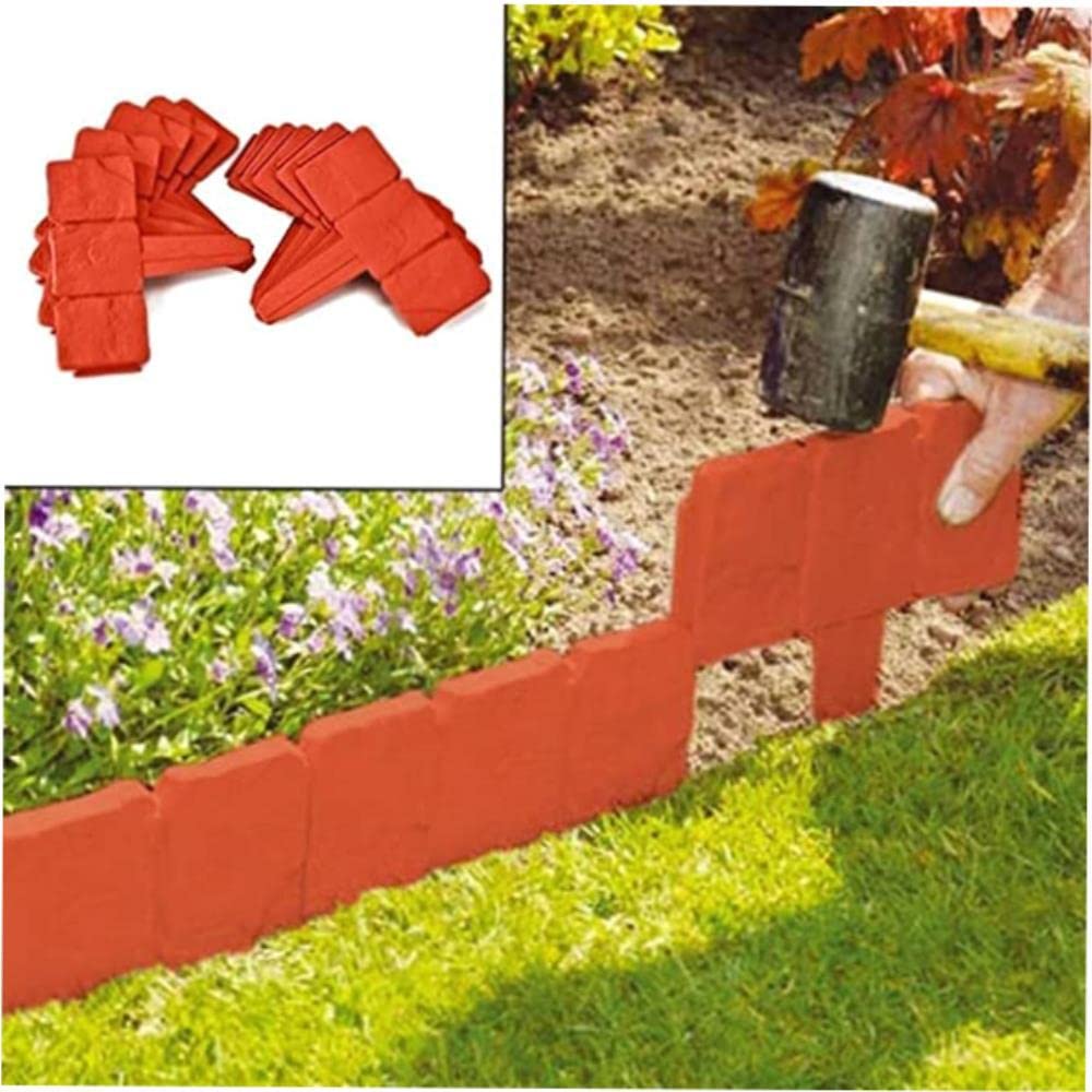 Gorgeous Garden Edging Borders - Durable Landscape Border Fence with Spliceable Lawn Edging Stones for Flowerbeds & Sidewalks