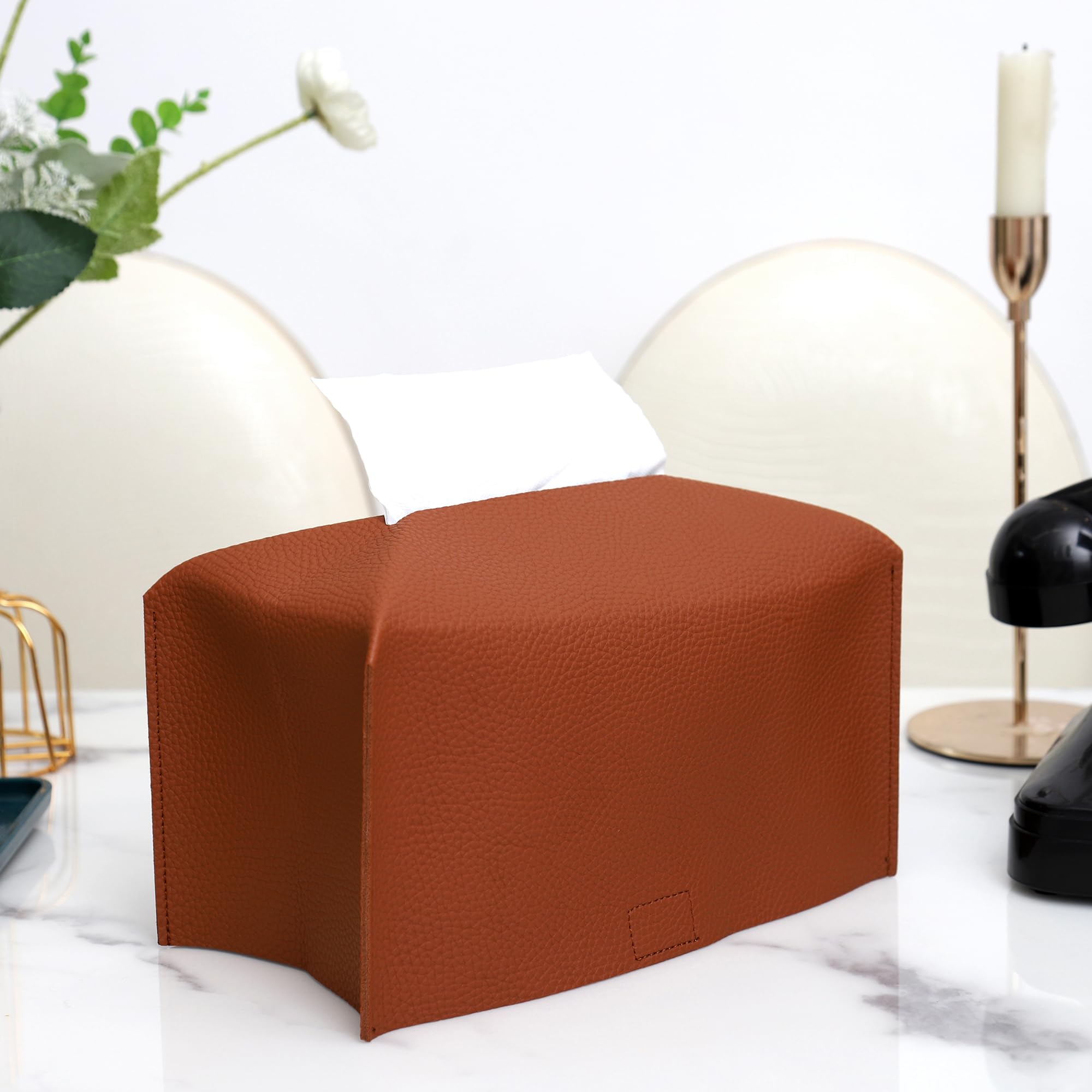 Tissue Box Cover, Leather Car Tissue Holder Rectangle, Black Toilet Tissue Box Holder Square for Bathroom (9.5 * 5 * 5 in, Gray)