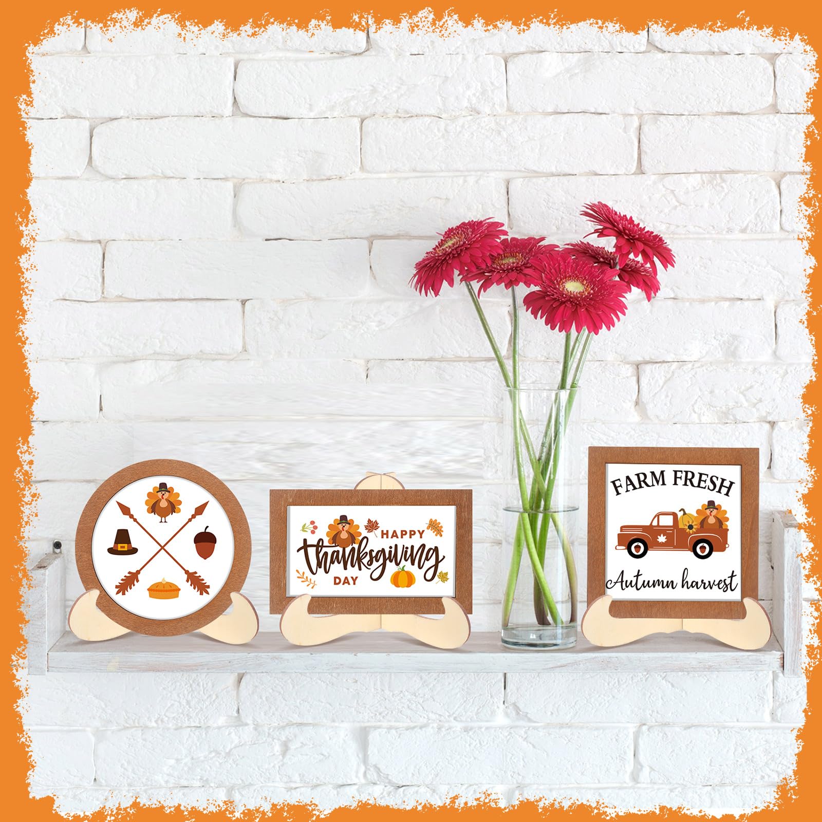 Bokon 30 Pcs Tiered Tray Decor Set for Christmas Winter Interchangeable Farmhouse Tiered Tray Decorations with Wood Frames Thanksgiving Halloween Fall Seasonal Wooden Sign for Holiday Table Home Decor