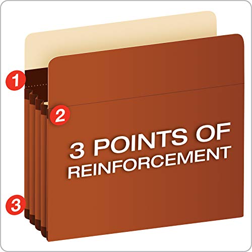 Pendaflex Expanding Accordion File Pockets, Extra Durable, Expands 3.5", Letter Size, Reinforced with Dupont Tyvek Material, 10/Box (15421) , Brown