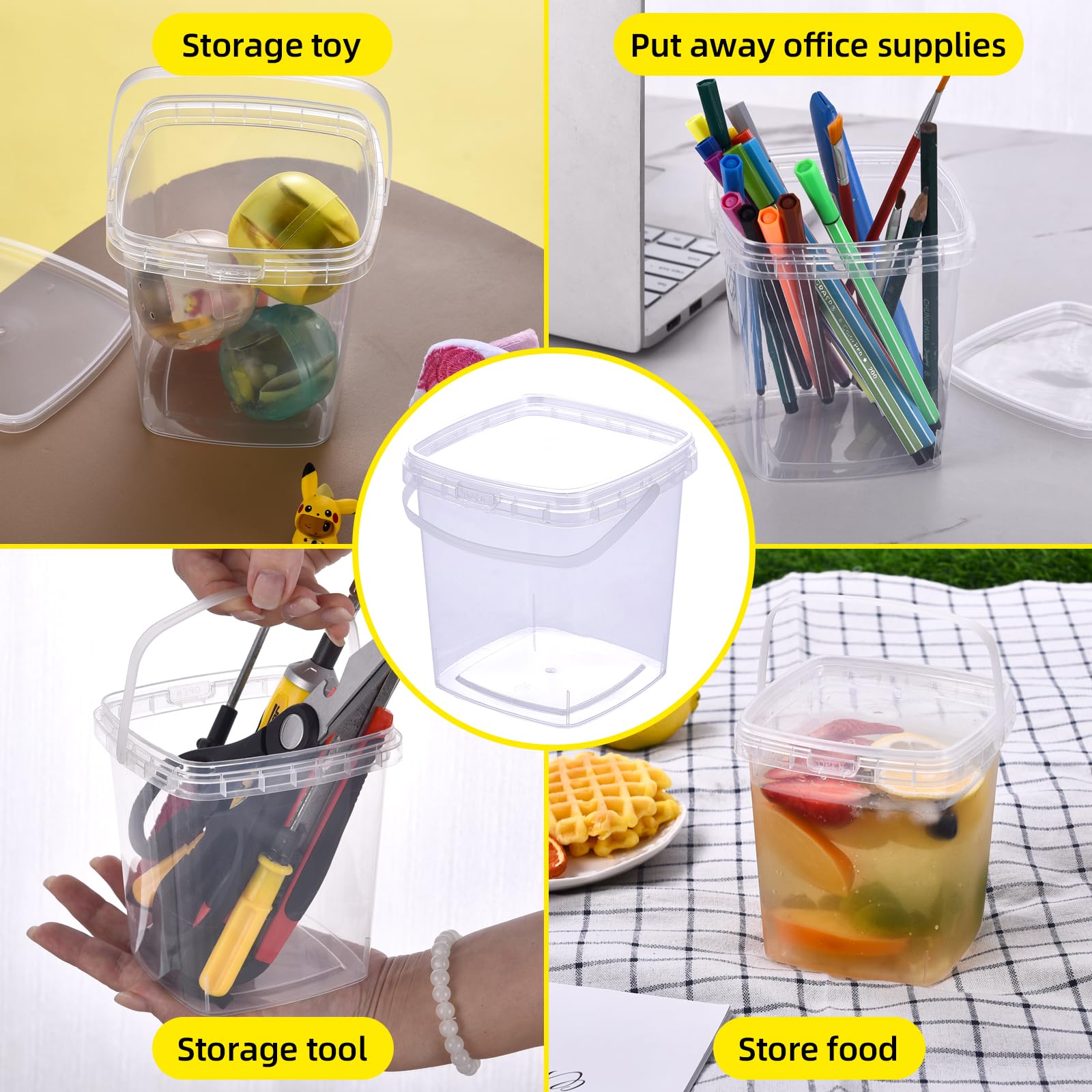 SHPii 30 oz. Square Clear Deli Containers with Lids, BPA-Free, Freezer and Microwave Safe Food Storage Containers, Reusable, Meal Prep, Take-out, Restaurant Supplies.(10 packs)