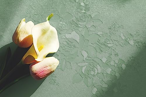 Dimoon Wallpaper 78.7"x17.3" Thicken Embossed Floral Stick and Peel Wallpaper Green Flower Stick Peel Contact Paper Solid Pure Waterproof Green Adhesive Wallpaper Removable Shelf Vinyl Roll