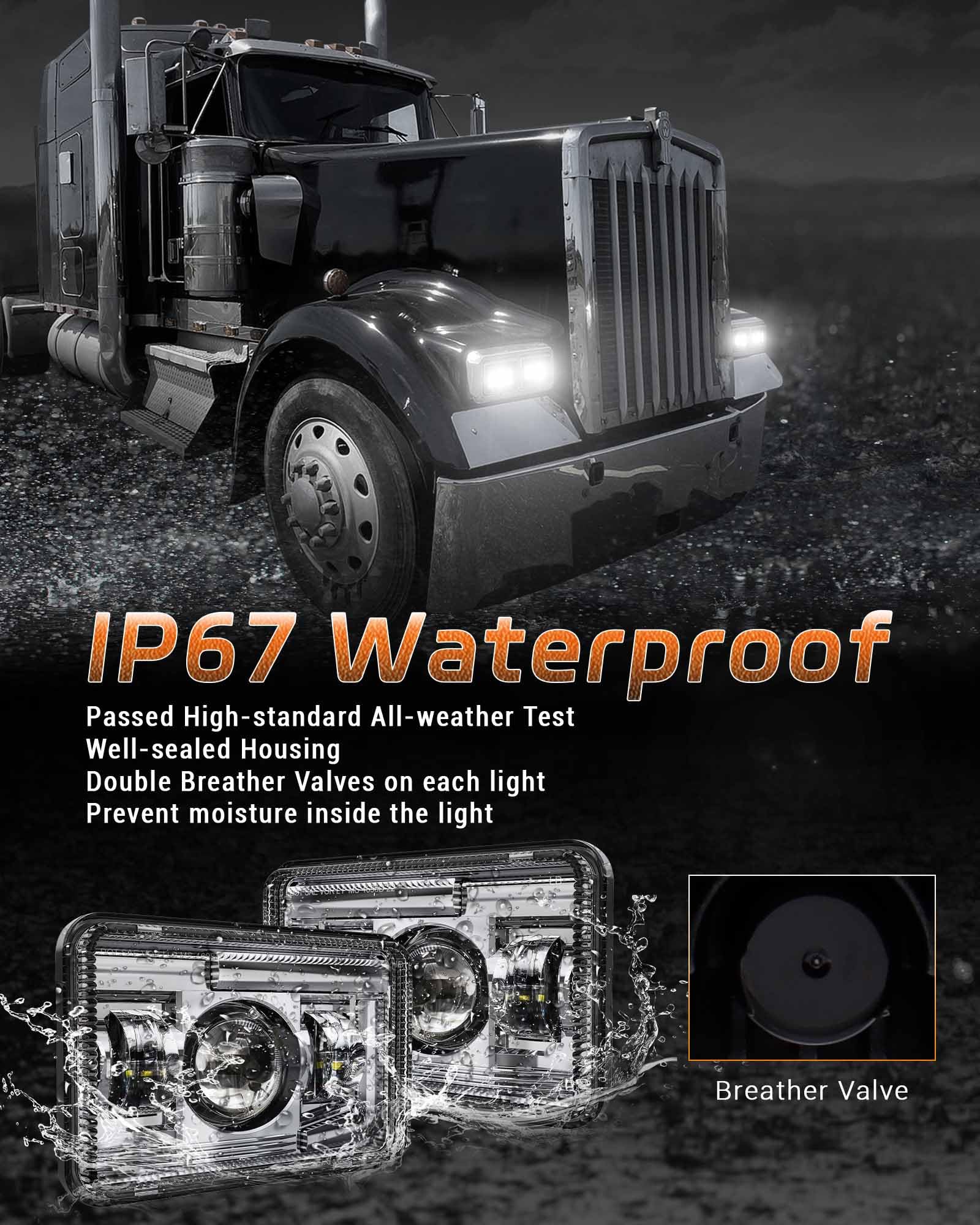 Z-OFFROAD DOT Approved 4x6 LED Headlights Assembly Hi/Lo Sealed Beam Compatible with KW T800 T600 Peterbilt 379 Freightliner Chevy Oldsmobile Cutlass H4651 H4652 H4656 H6545 H4666, 4PCS-Chrome
