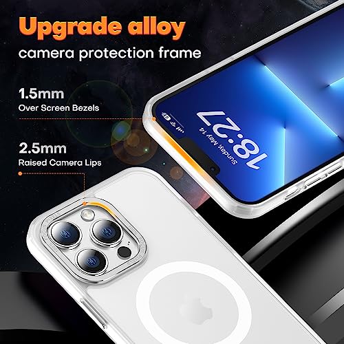 KISEN for iPhone 13 Pro Max Case Magnetic Compatible with MagSafe Slim Translucent Matte Phone Case Cover 6.7 inch, Frosted White