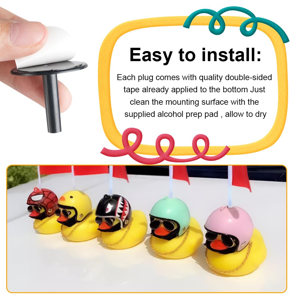 vsshe Duck Plug,10 Pack Jeep Duck Holder Dashboard Duck Jeep Lover Gift Sturdy Rubber Duck Mount with Double Sided Sticker for Jeep Dashboard and Mount Display(Excluding Rubber Duck) Black