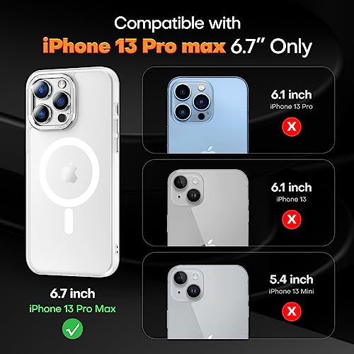 KISEN for iPhone 13 Pro Max Case Magnetic Compatible with MagSafe Slim Translucent Matte Phone Case Cover 6.7 inch, Frosted White