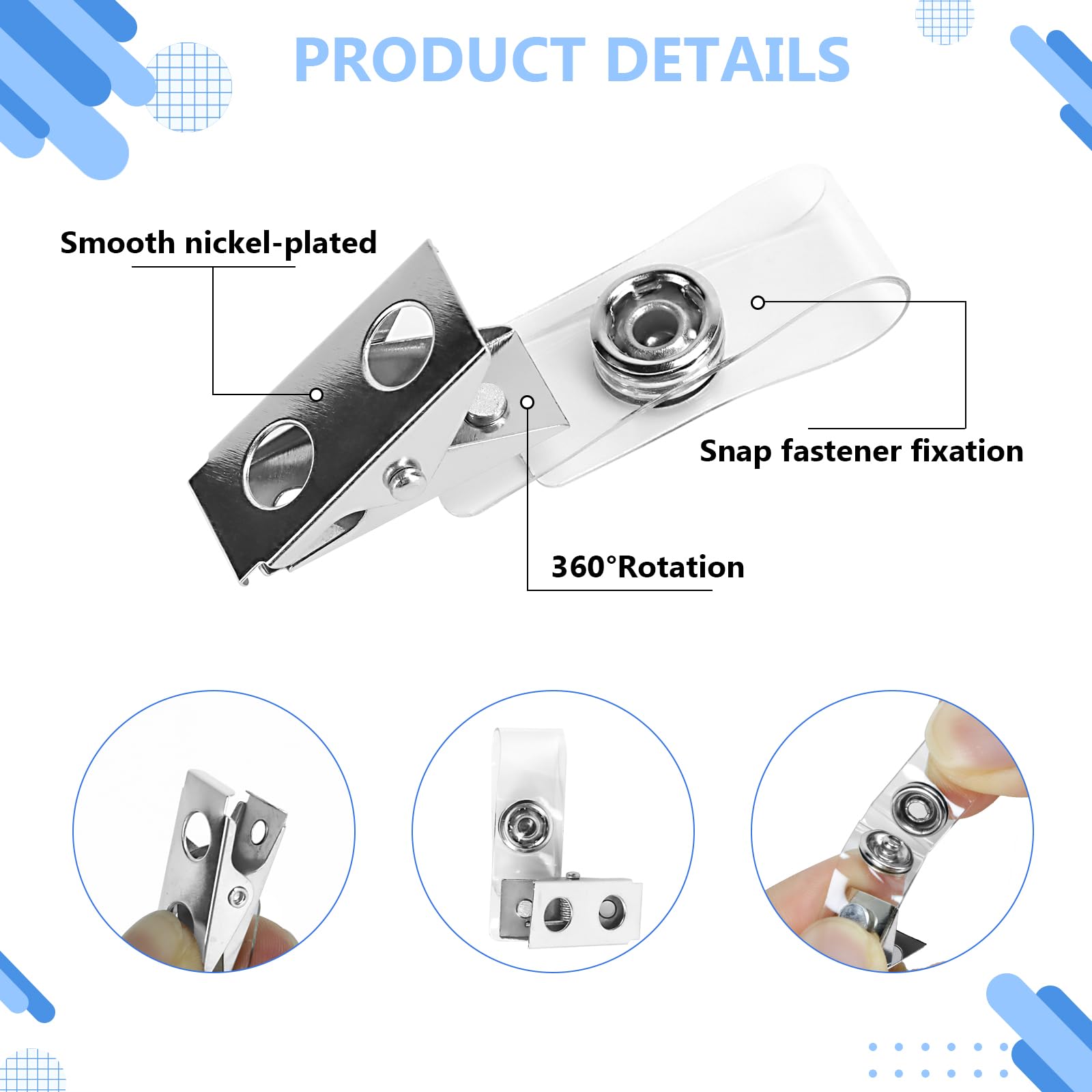Rcybeo 60 Sets Name Tag Holders ID Badge Holders with Clips Clear PVC Card Holder Name Tags Heavy Duty Waterproof Resealable Zipper Seal Name Holder