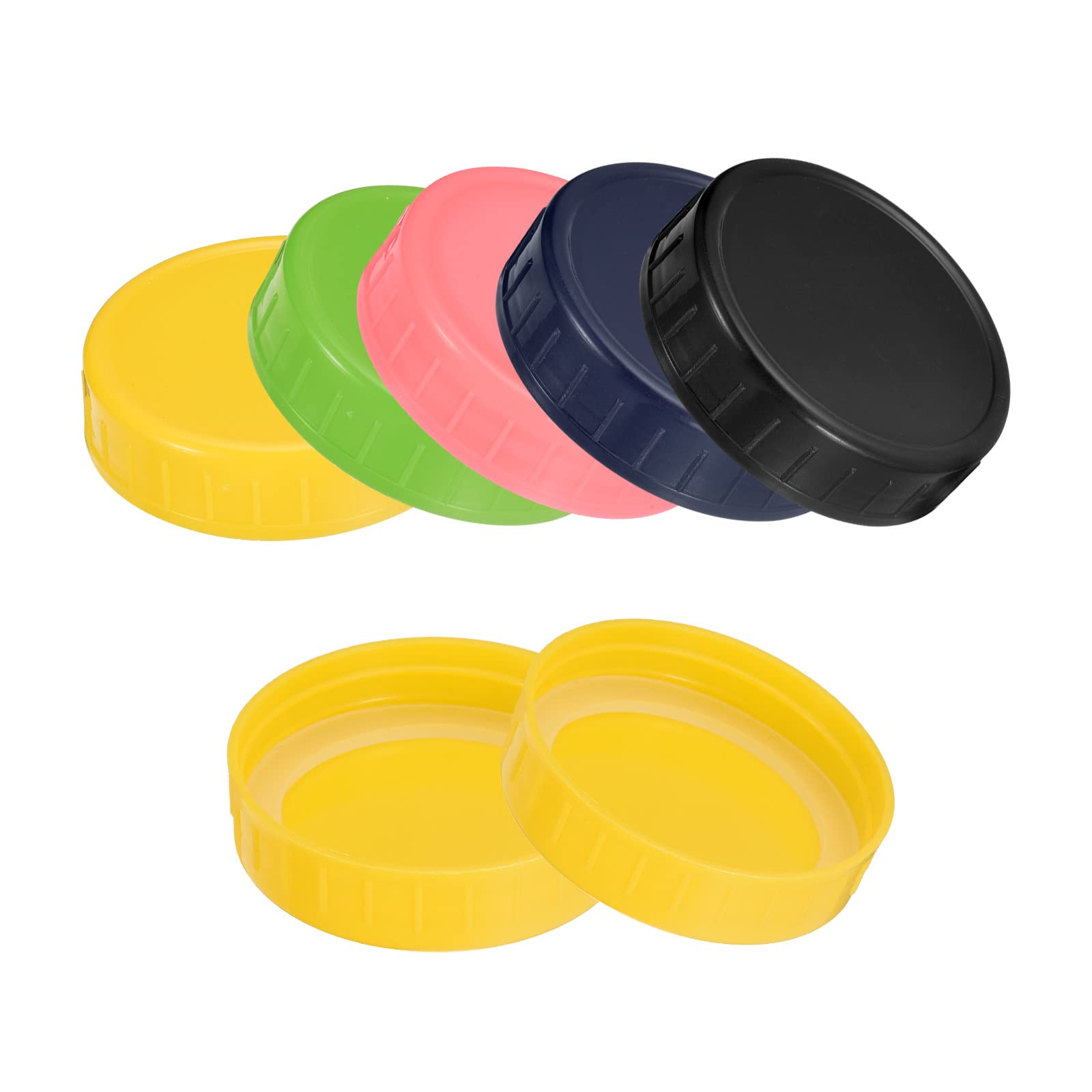 uxcell Mason Jar Lids, 5pcs - Plastic Colored Storage Lids with Seals, Regular Mouth Leak Proof Fits Canning Lids (5 Colors)