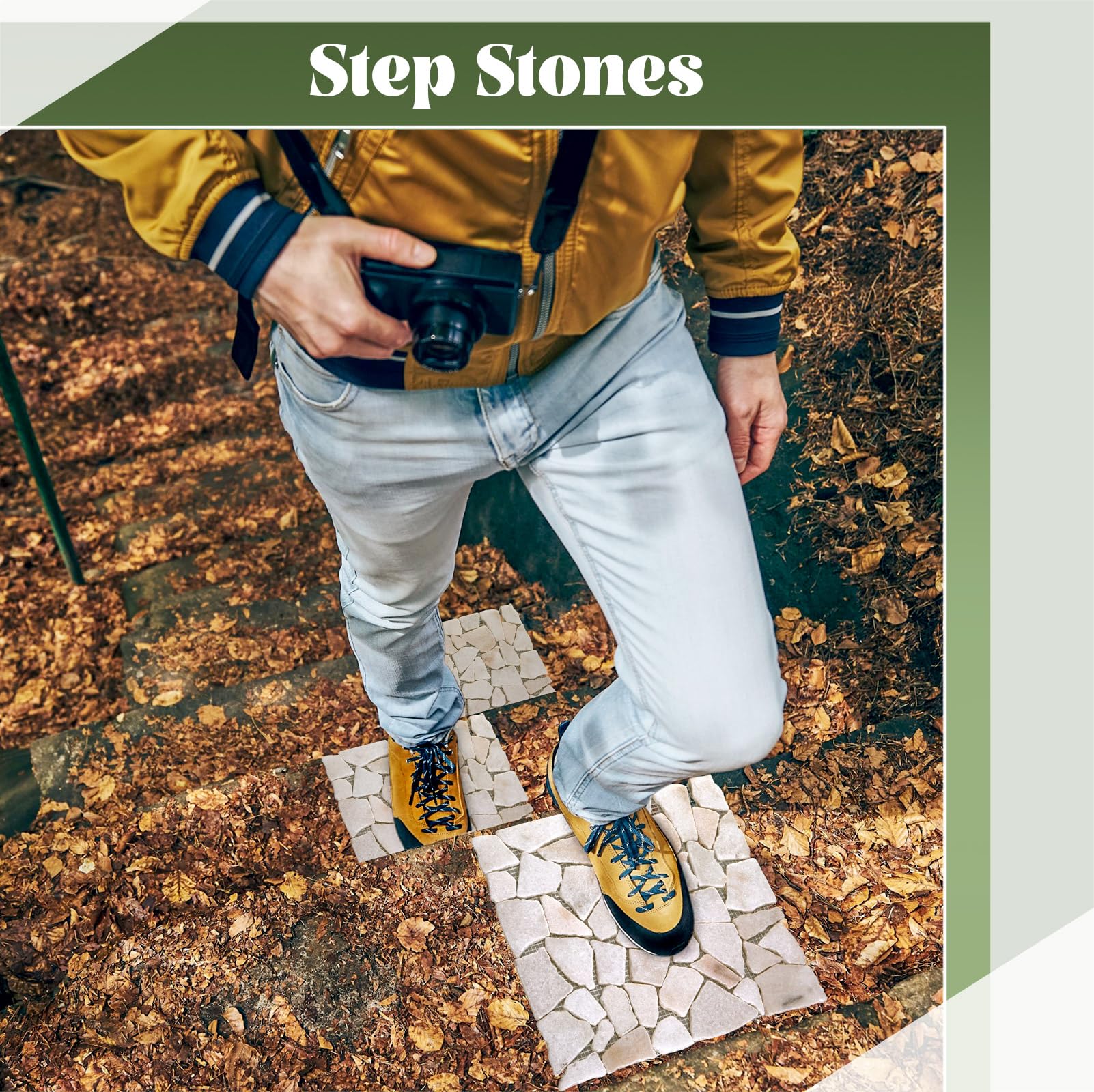 Sasylvia 6 Pcs 12 Inch Stepping Stones Outdoor Square Marble Riverstone Decorative Pathway Stepping Stones for Garden Walkway Pathway Outdoor Lawn Yard Decorations