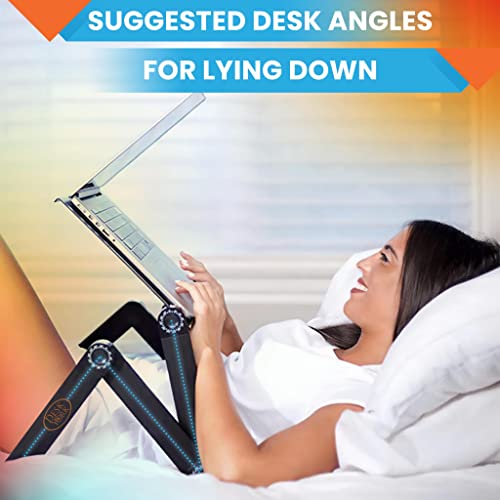 Desk York Portable Laptop Table for Couch, Computer Lap Desk, Laptop Holder for Bed and Sofa, Adjustable Laptop Desk w/ Cooling Fan, Gift for Wife, Husband, College Students