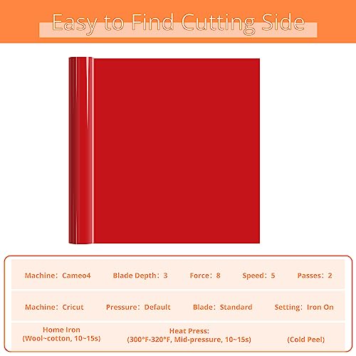 YRYM HT Heat Transfer Vinyl Roll - 12" x 45ft Red HTV Vinyl Roll for T-Shirts, Iron on Vinyl for All Cutter Machines - Easy to Cut & Weed for Heat Vinyl Design (Red)