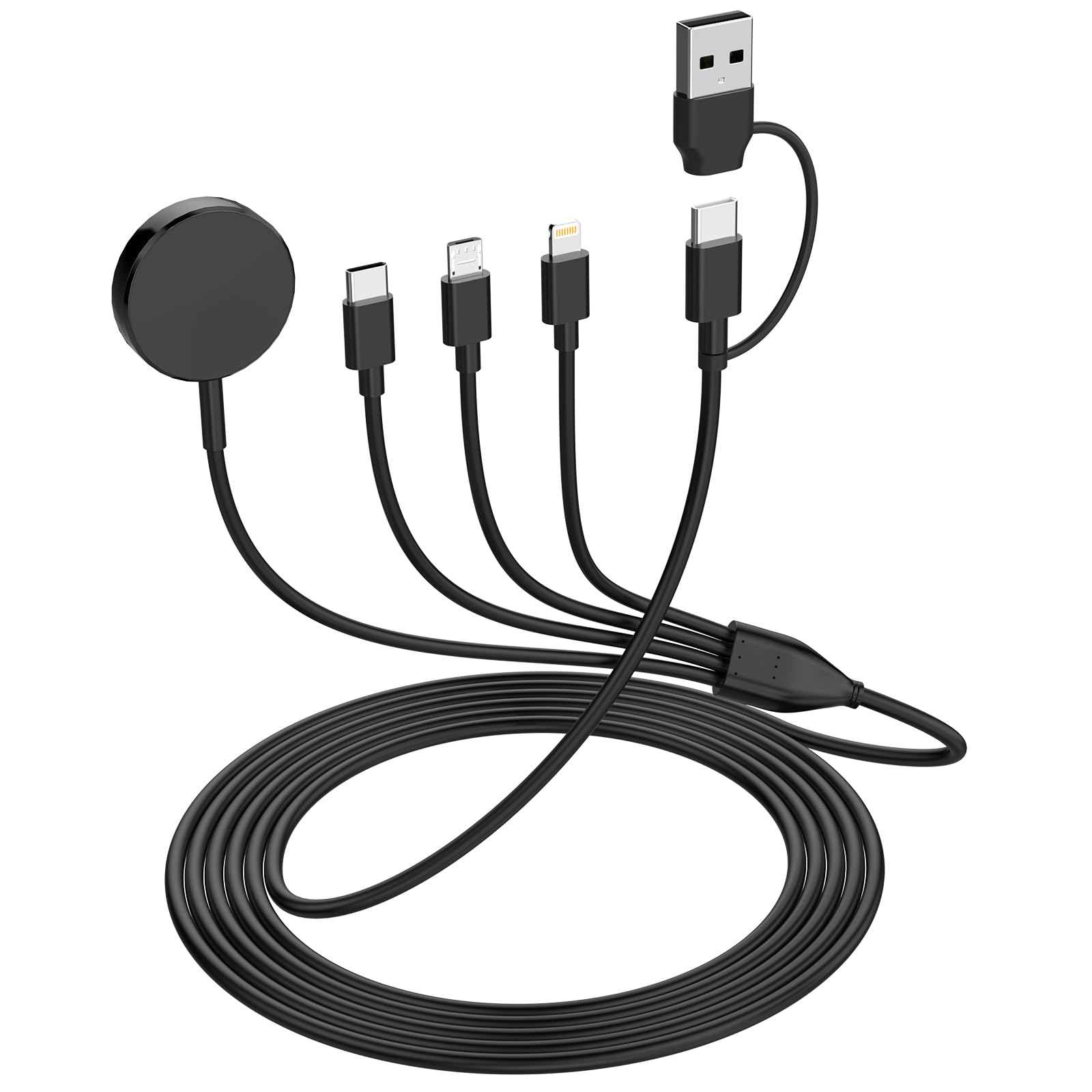 4 in 2 USB C Fast Watch Charger Cable for Samsung Galaxy Watch Charger, Portable Charging Dock for Samsung Galaxy Watch 5/5 Pro/4/4 Classic/3/Active 2/Active, Galaxy S23/S22/S20 Galaxy Buds iPhone 6FT
