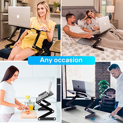 Desk York Portable Laptop Table for Couch, Computer Lap Desk, Laptop Holder for Bed and Sofa, Adjustable Laptop Desk w/ Cooling Fan, Gift for Wife, Husband, College Students